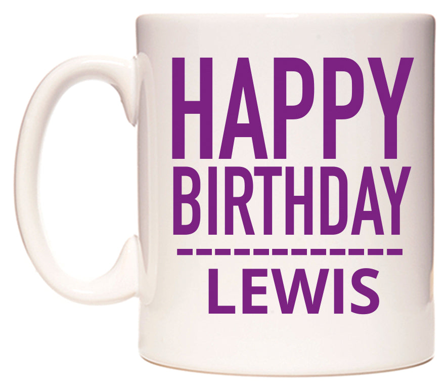 Happy Birthday Lewis (Plain Purple) Mug | WeDoMugs.com