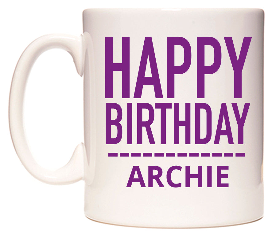 Happy Birthday Archie (Plain Purple) Mug | WeDoMugs.com